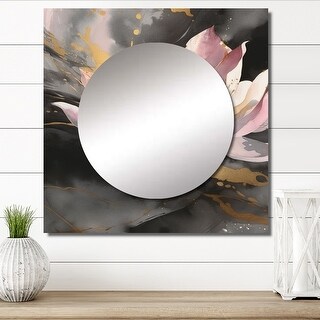 Designart "Pink Lotus Floral Serenity I" Lotus Wall Mirror - Floral ...