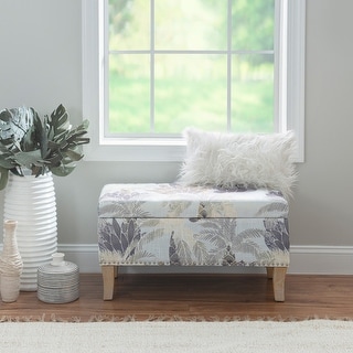 Patrice Upholstered Green Leaf Storage Ottoman Bench - Bed Bath ...