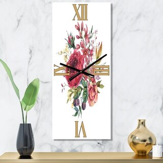 Designart 'Vintage Burgundy Rose and Wildflowers' Farmhouse Large Wall ...