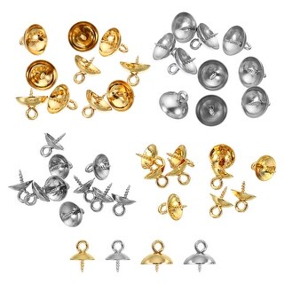 8mm/10mm Cup Pearl Screw Eye Pin Peg Pendant, 40 Pcs Eye Pin Pegs with ...