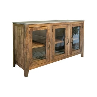 Asic 57 Inch Sideboard Console Cabinet, Glass Doors, Rustic Brown ...