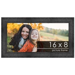 16x8 Distressed/Aged Black Wood Picture Frame - UV Acrylic, Foam Board ...