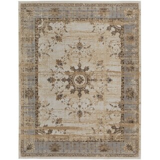4' X 6' Tan Brown And Gray Power Loom Distressed Area Rug - 3'6" - Bed ...