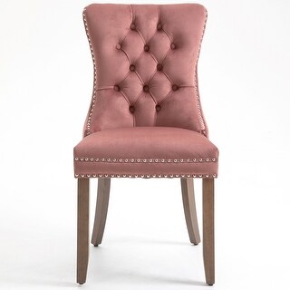 Velvet Upholstered Dining Chairs Set of 2 Button Tufted Back Side Chair ...