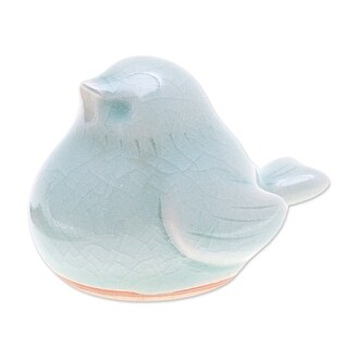 Novica Handmade Sweet Robin Celadon Ceramic Figurine - Bed Bath ...