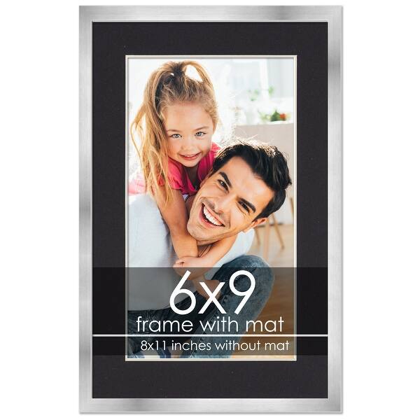 6x9 Frame with Mat - Silver 8x11 Frame Wood Made to Display Print or ...