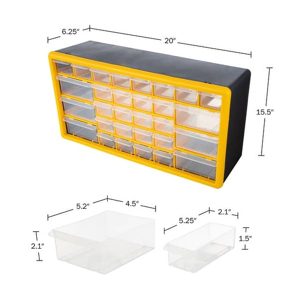 30-Drawer Plastic Small Parts Organizer - Desktop or Wall Storage ...