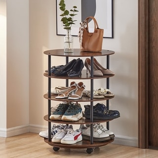 Rotating 4-Tier Shoe Rack with Wheels, Large Capacity - Bed Bath ...
