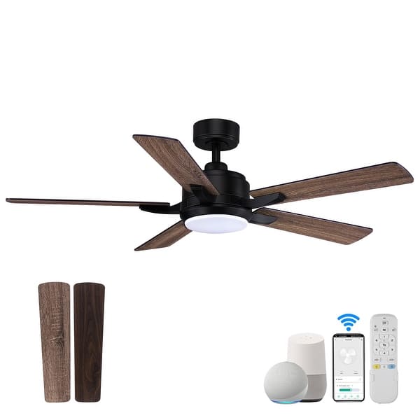 52" Smart Farmhouse Ceiling Fans with Lights and Remote, Outdoor Indoor ...