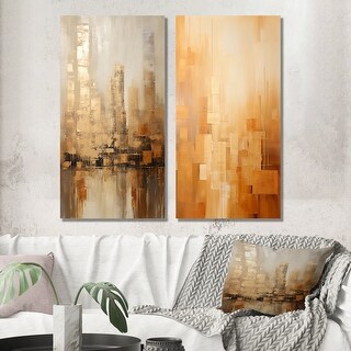Designart - Khaki Peach Skyscrapers City - Skyscrapers Metal Wall Art ...