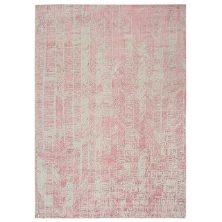 Shahbanu Rugs Rose Pink, Jacquard Hand Loomed All Over Design, Wool and ...