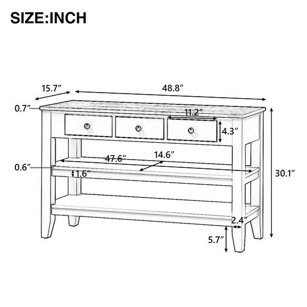 Modern Console Table Sofa Table with 3 Drawers and 2 Shelves Coffee ...