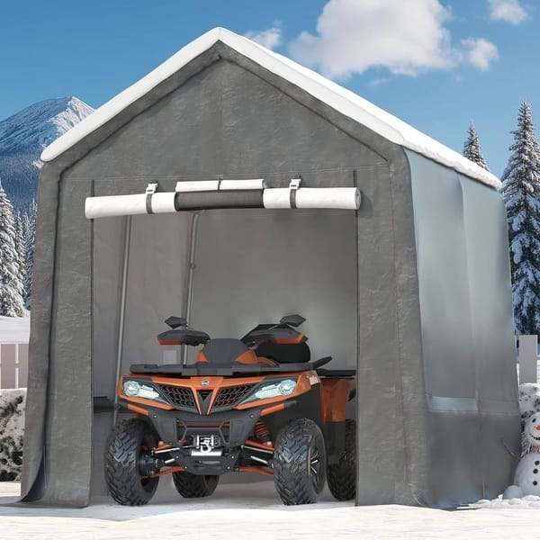 10x10 FT Portable Outdoor Storage Shed, Carport for Motorcycle ...