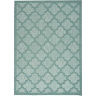 5' X 7' Aqua And Teal Ikat Indoor Outdoor Area Rug - 6' x 7' - Bed Bath ...