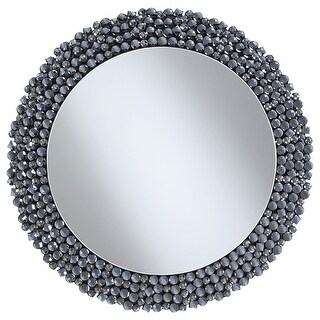 Claudette 32 x 32 Inch Round Crystal Wall Mirror Grey - Bed Bath ...