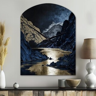 Gold Frosted River And Mountain III - Forest River Mountains Large Wall ...