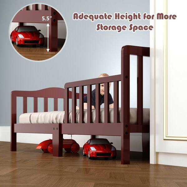 Classic Design Kids Wood Toddler Bed Frame with Two Side Safety ...