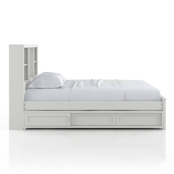Annadora Contemporary White Wood 2-Piece Storage Bed with Bookcase by ...