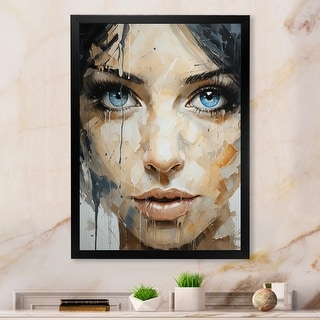 Designart "Woman Abstract Portrait" Abstract Realism Framed Canvas ...