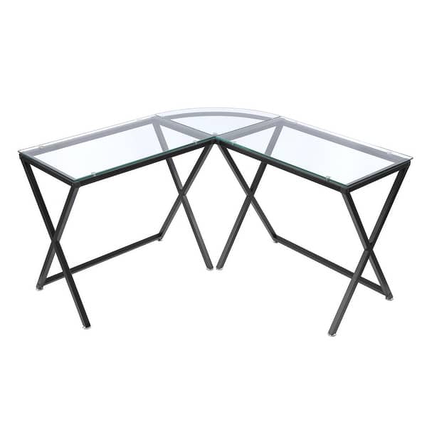 Ledel L-shape Tempered Glass Computer Desk Gaming Corner Desk - On Sale ...