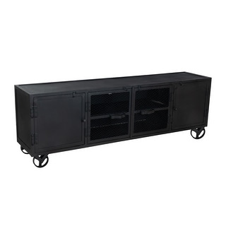 Industrial Black Metal TV Stand with Storage and Caster Wheels – 70 ...