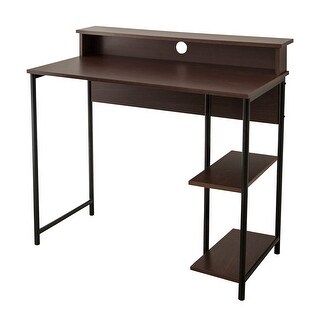 35" Nathan Home Office Desk with Shelves, Brown/Black - Bed Bath ...