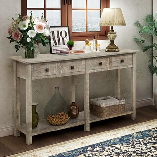 Brushed Texture Console Table Solid Wood Entryway Table Side Table ...