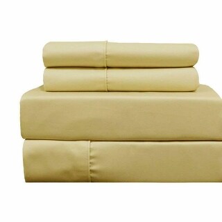 400 Thread Count Linens 4-Piece Set 100% Cotton King Bed Sheet Gold ...