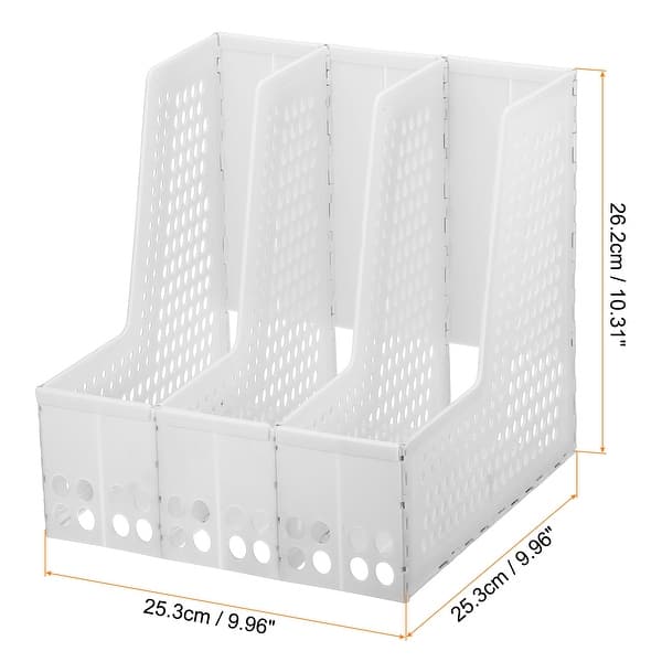Collapsible Magazine File Holder, 3 Vertical Compartment Organizer ...
