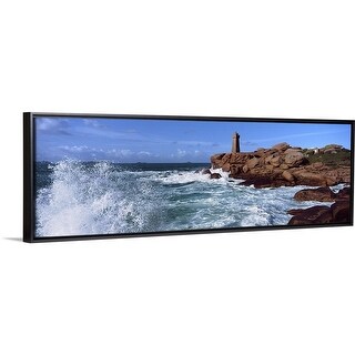 "Lighthouse at a coast, Ploumanach Lighthouse" Black Float Frame Canvas ...