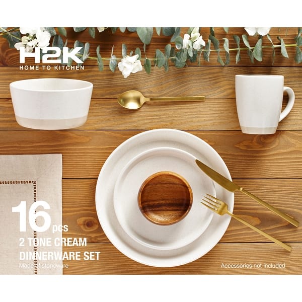 16Pcs 2 Tone Cream Dinnerware Set - 12" x 15" - On Sale - Bed Bath ...