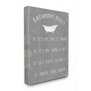 Stupell Countryside Bathroom Rules Sign with Claw Bath Canvas Wall Art ...