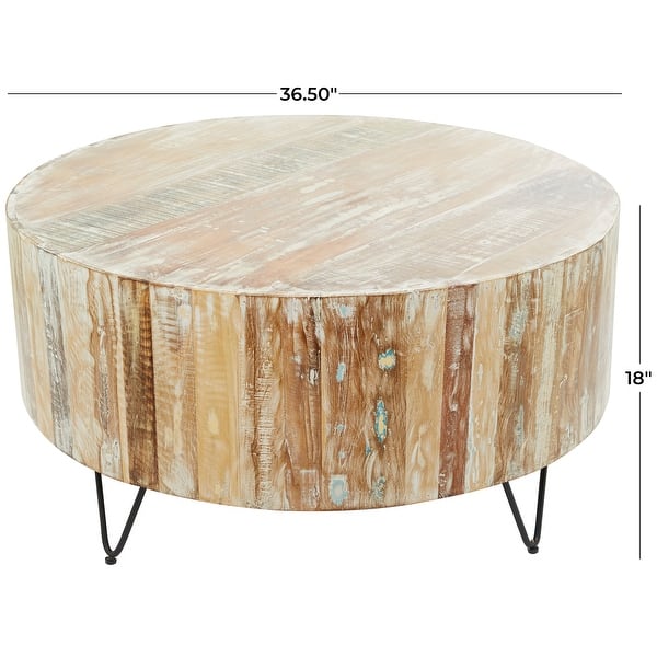 Brown Mango Wood Handmade Distressed Living Room Coffee Table with ...