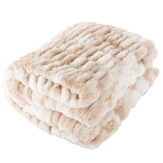 Oversized Ruched Faux Fur Blanket - 60x80-Inch Queen-Size Throw by ...
