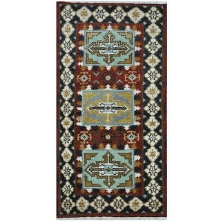 Handmade One-Of-A-Kind Tribal Kazak Wool Rug (India) - 2' x 4' - Bed ...