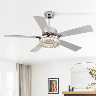 52-IN Chandelier LED Ceiling Fan with Light Kit and Remote(Chrome ...