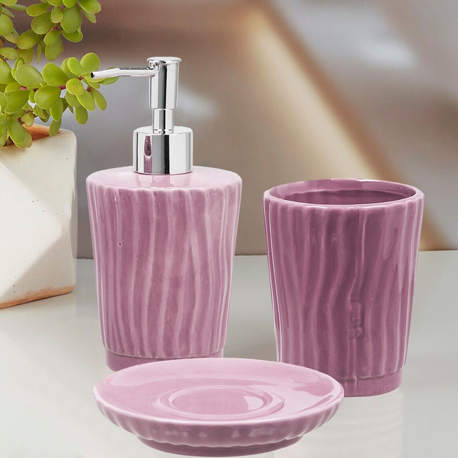 Purple Dolomite Bathroom Accessories Set Soap Dispenser Soap Dish Tumbler N A