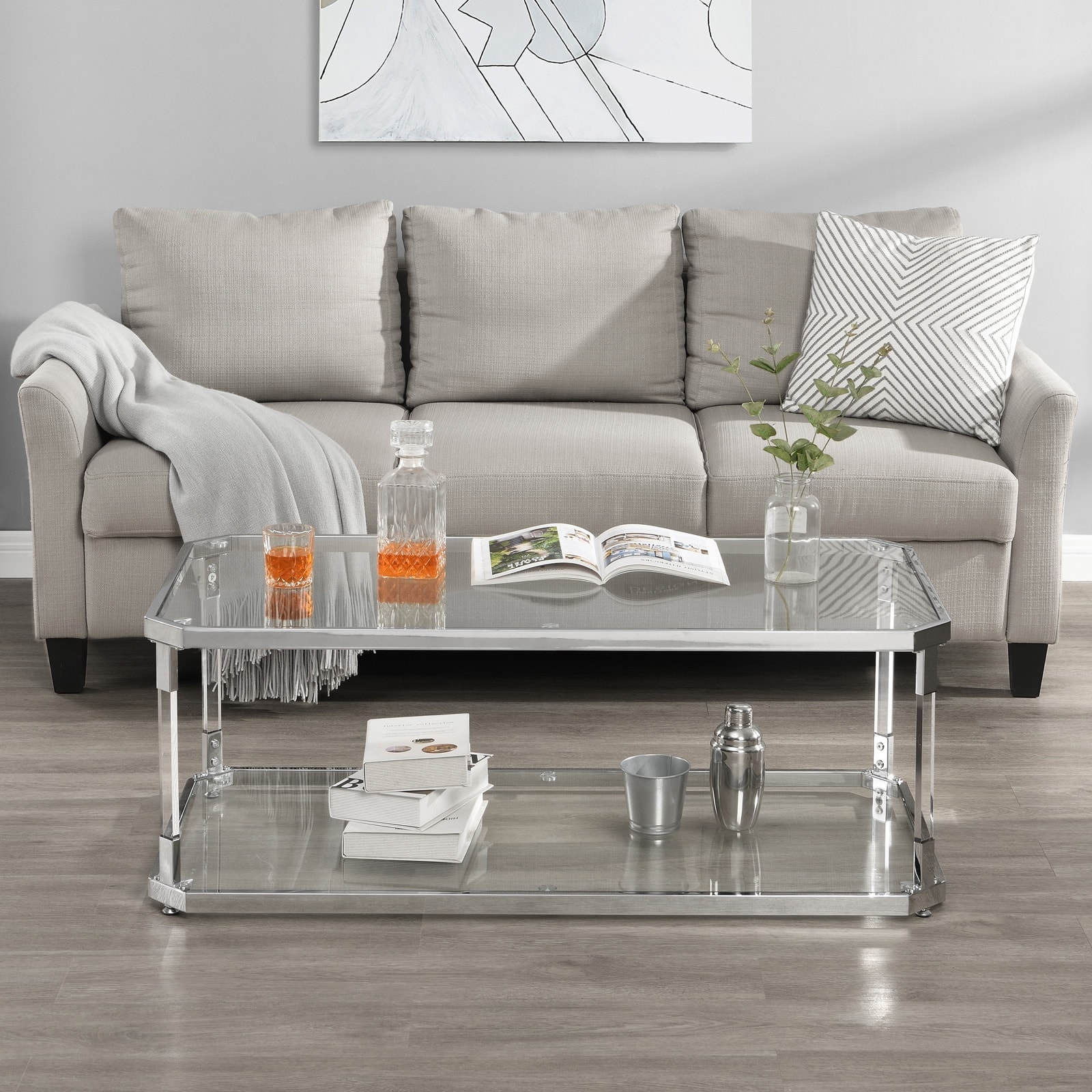 Chrome Coffee Tables Glass Coffee Table with Shelf - Bed Bath & Beyond ...