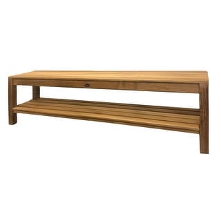 Teak Shower Bench Coach 59" (150 cm) with shelf - Bed Bath & Beyond ...