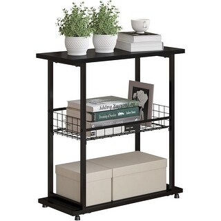 3-Tier Narrow End Table with Storage Shelf for Living Room, Bedroom ...