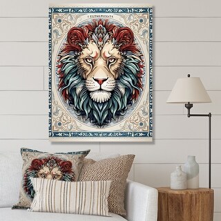 Designart "Portrait Of A Wild Lion Retro Illustration I" Animals Lion ...
