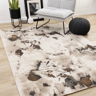 Zuri Collection - Soft Polyester Textured Pile Cream Taupe Area Rug ...
