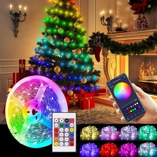 66ft RGB Fairy Lights Twinkle String Lights, APP & Remote Control - Bed ...