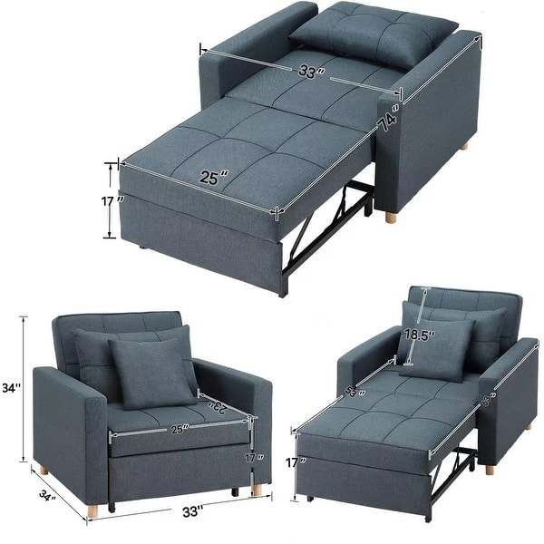 Adjustable 3-in-1 multifunctional folding dark gray sofa bed Modern pop ...