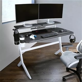 Computer Gaming Desk Rich Carbon Fiber Texture White - Bed Bath ...