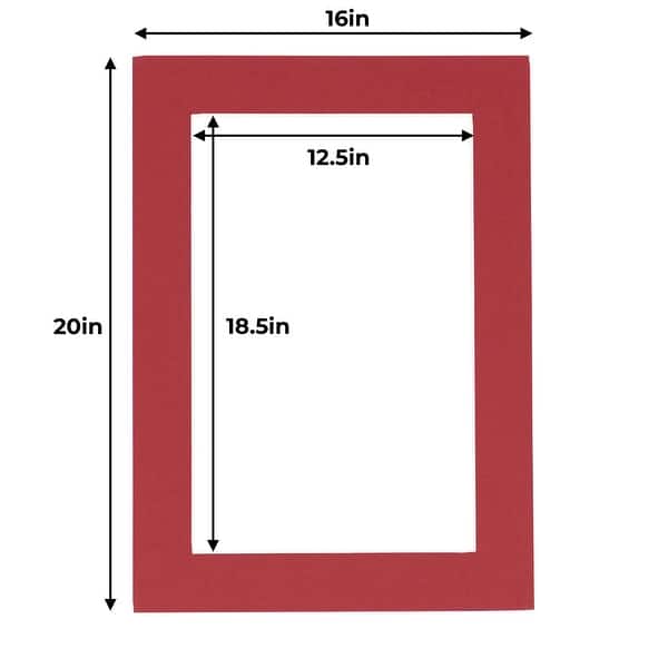 16x20 Mat for 13x19 Photo - Deep Red Matboard for Frames Measuring 16 x ...