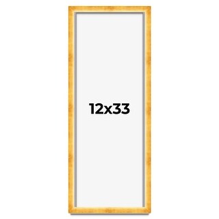 12x33 Shadow Box Frame Gold | 1.625 Inches Deep Real Wood Traditional ...