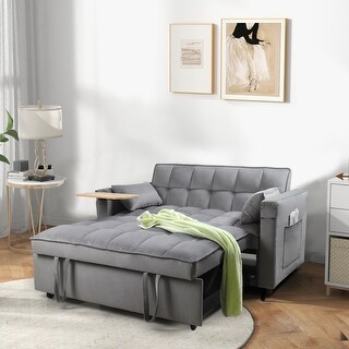 Convertible Futon Sofa Bed with USB Ports,Laptop Table and Pillows ...