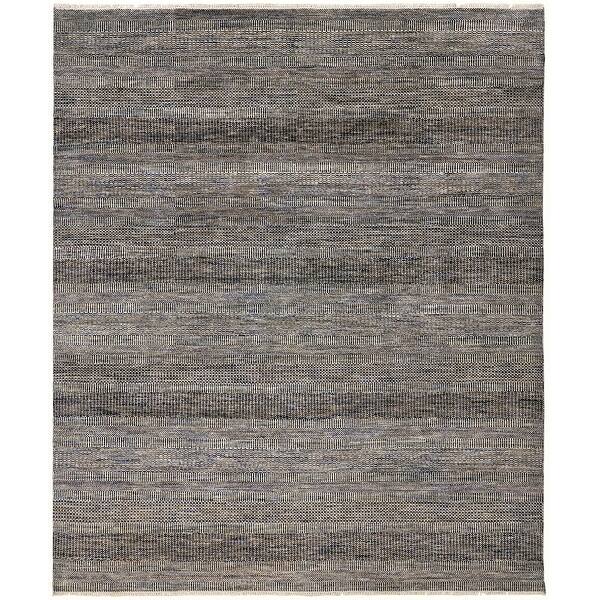 9' X 12' Gray Wool Striped Hand Knotted Area Rug - 3'6" - Bed Bath ...