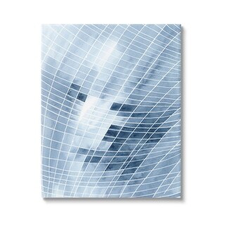 Stupell Modern Warped Blue Square Shapes White Lines Canvas Wall Art ...